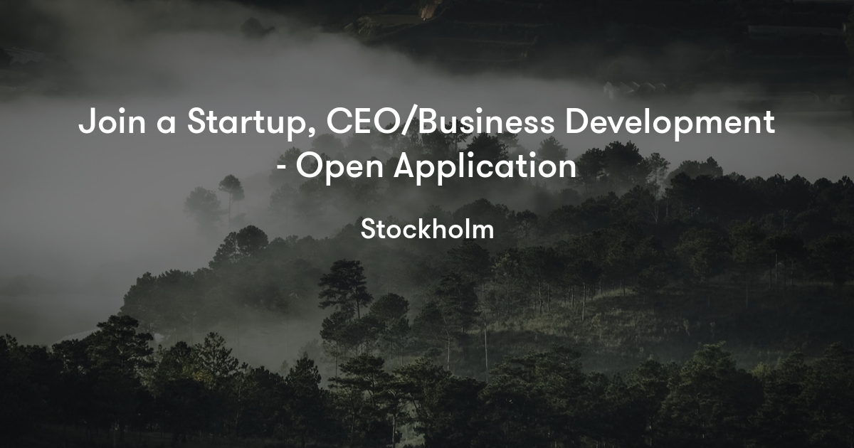 Join a Startup, CEO/Business Development - Open Application - Sting | Jobylon