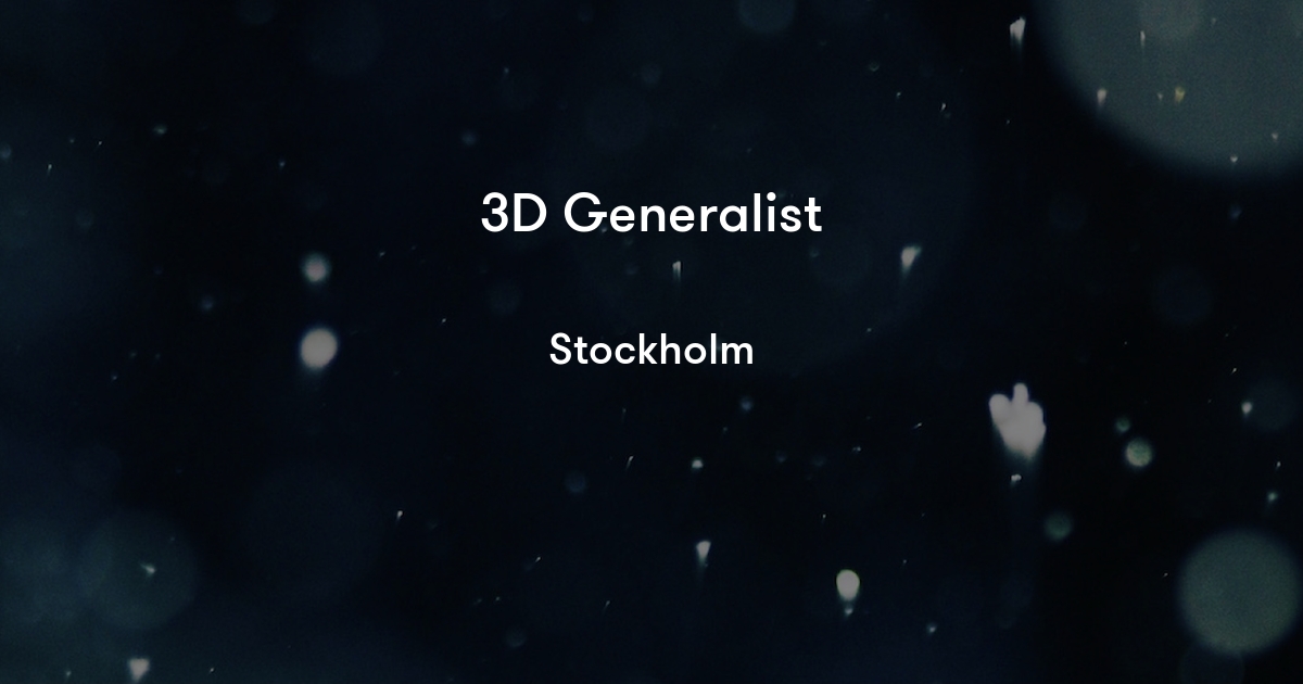 3D Generalist - Bond Street Film | Jobylon