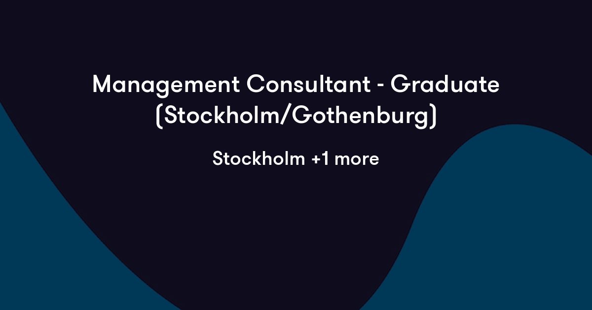 Management Consultant - Graduate (Stockholm/Gothenburg) - Capgemini ...