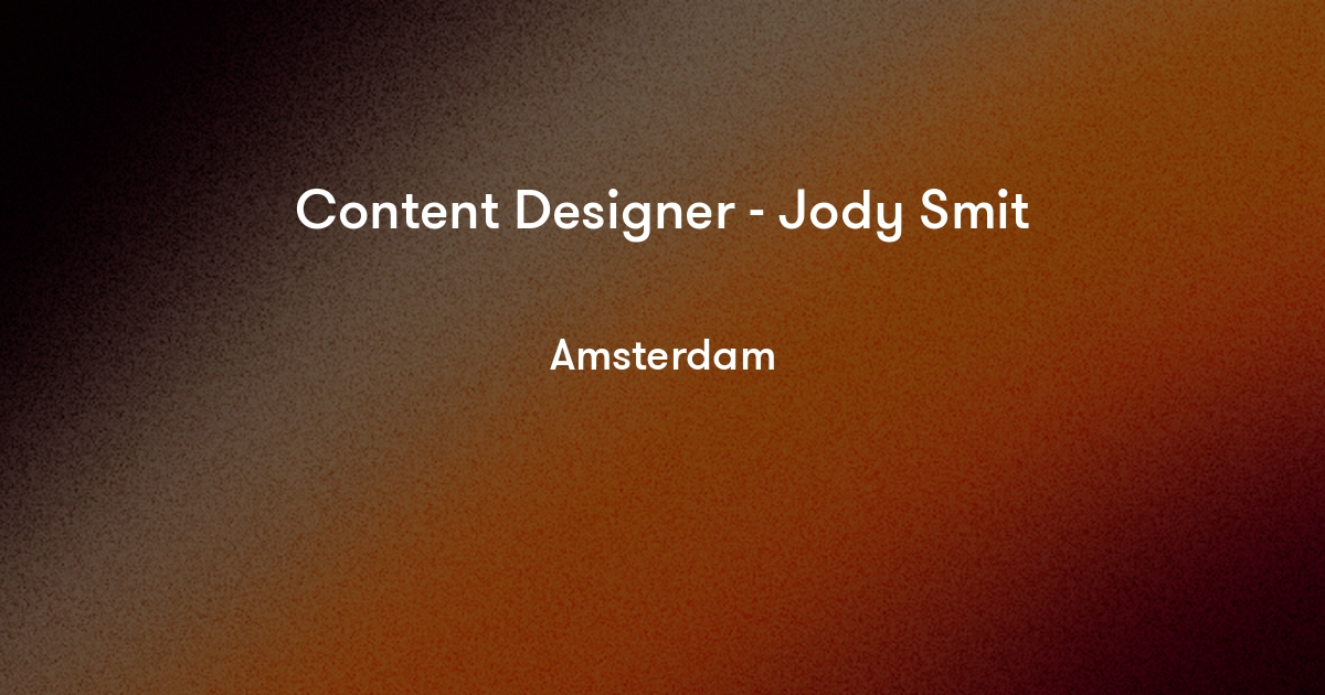 Content Designer - Jody Smit - code d'azur | Jobylon