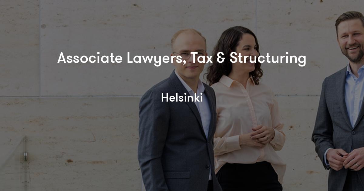 Associate Lawyers, Tax & Structuring - Roschier | Jobylon