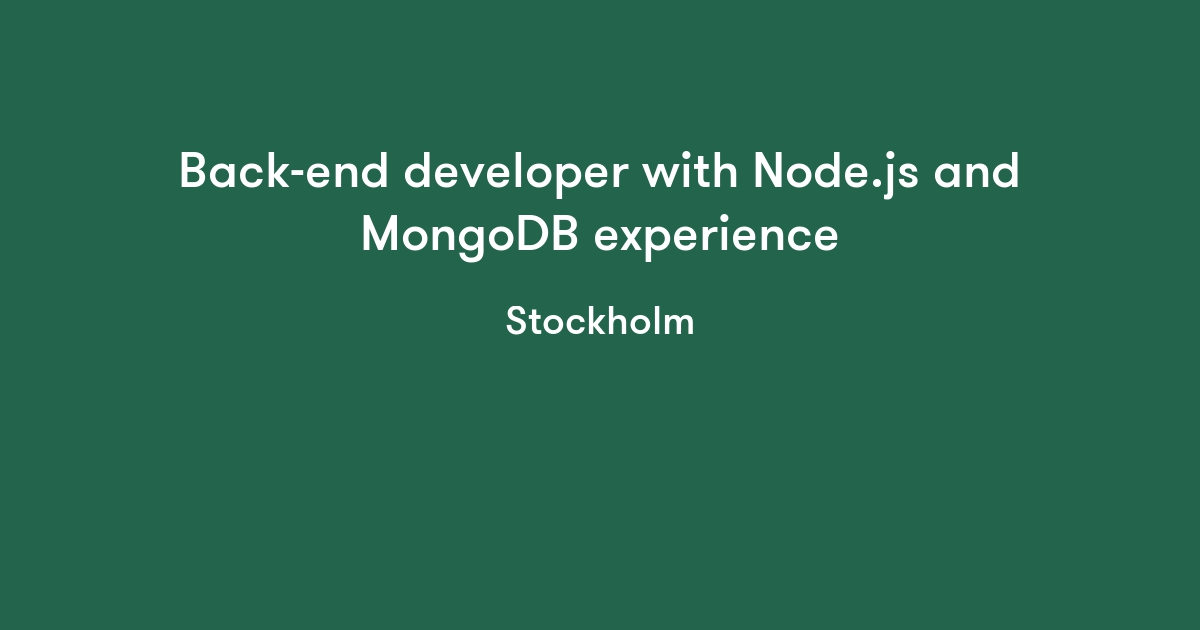 Back-end developer with Node.js and MongoDB experience - Fanzone | Jobylon
