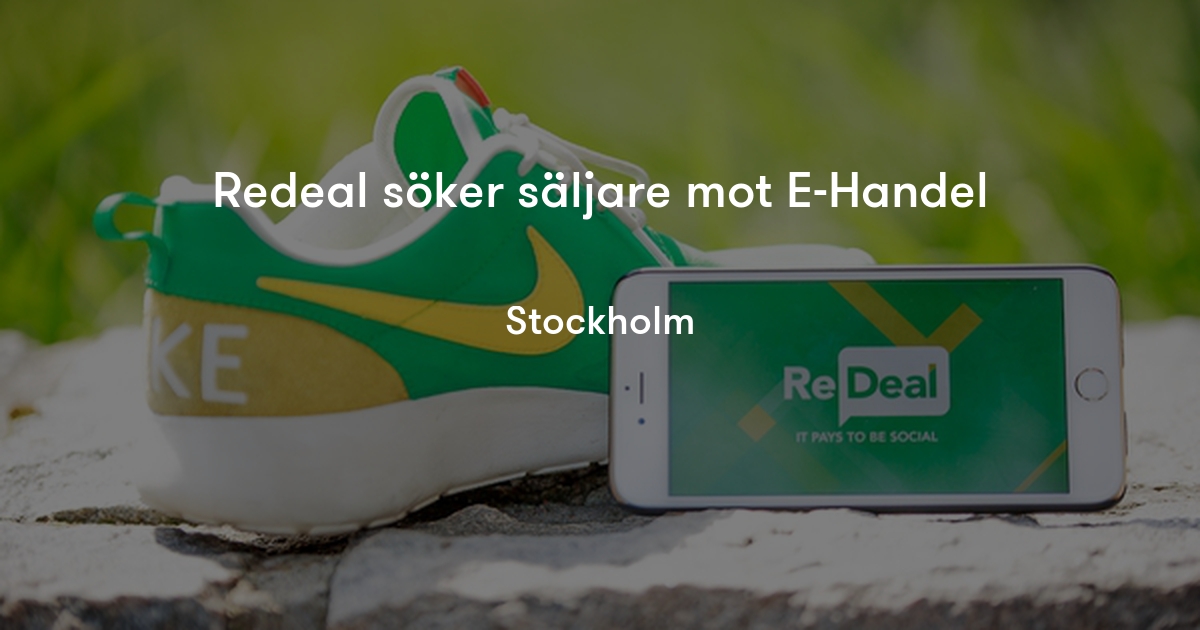 Redeal söker säljare mot E-Handel - Redeal STHLM | Jobylon